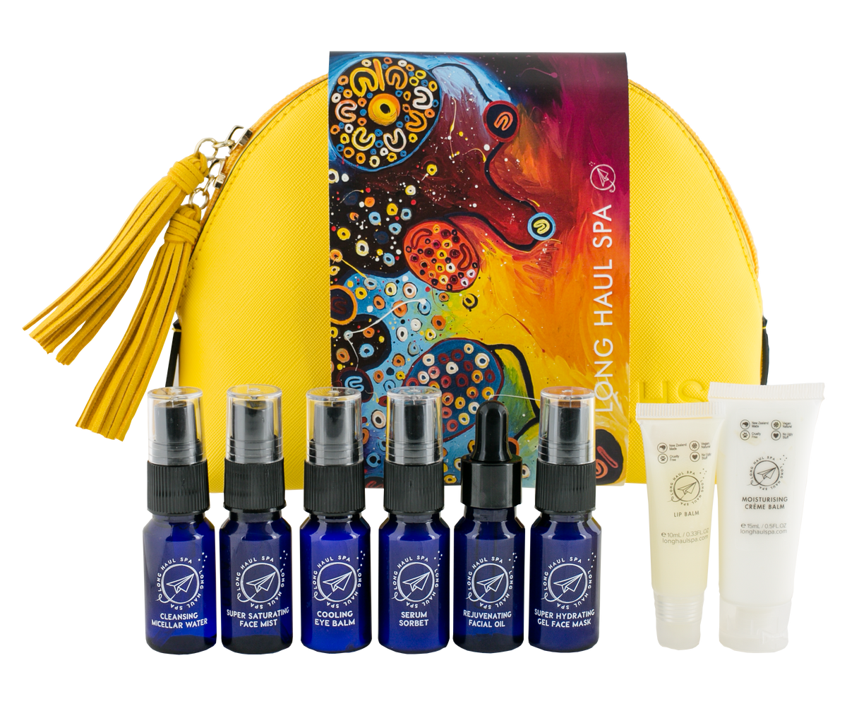 Natural travel skin care | SUNFLOWER In-flight Spa Kit | Long Haul Spa